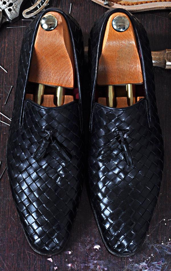 Tuccipolo borlo-bb calfskin chequeboard weave mens stylish italian lea
